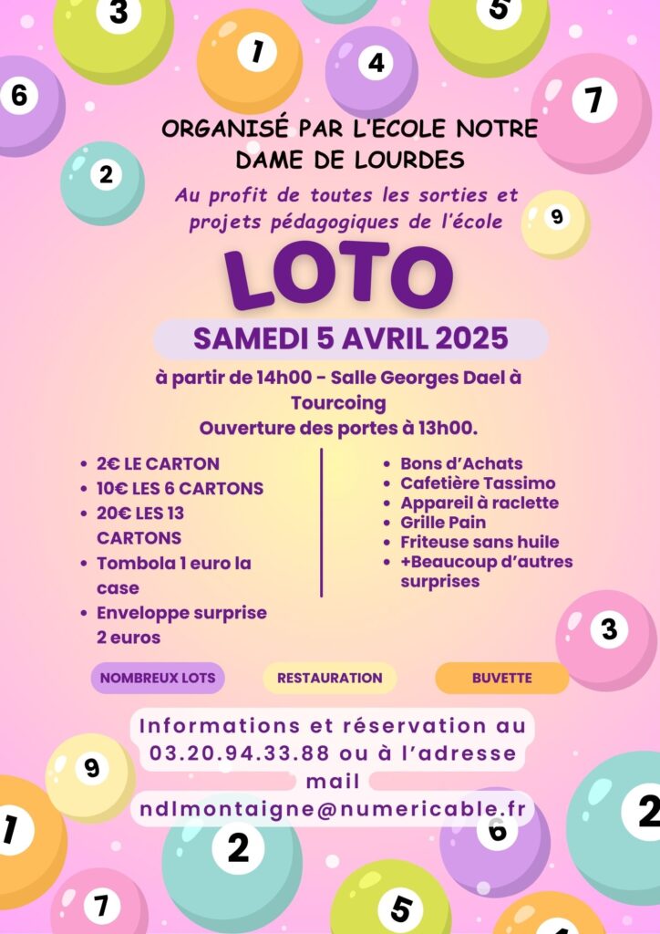 loto 2025 – École Notre Dame de Lourdes – Tourcoing